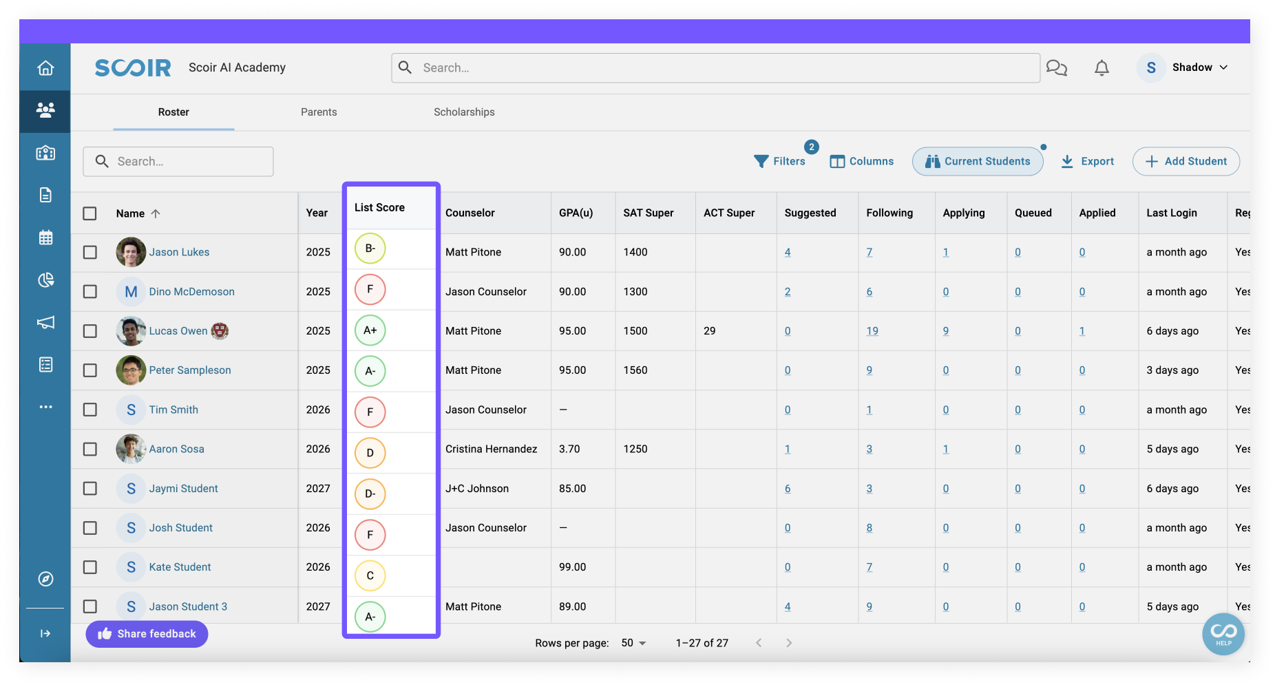 Admission Intelligence for High Schools | Scoir